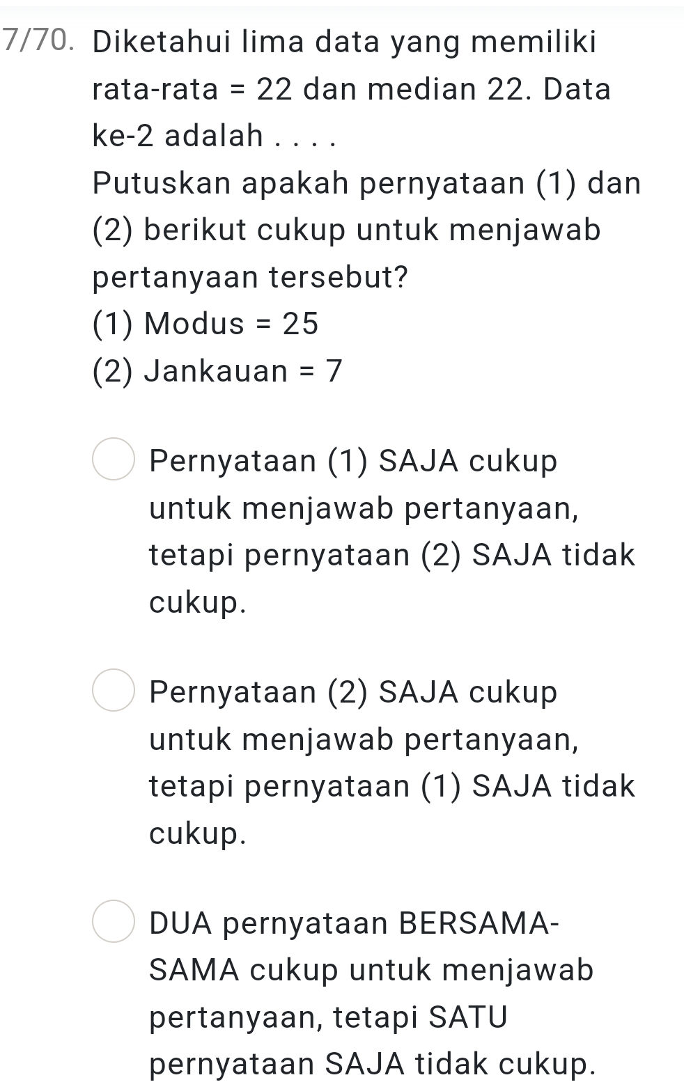 Diketahui lima data yang memiliki rata-rata | StudyX