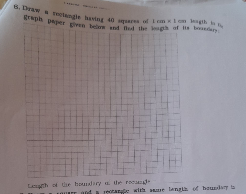 6. Draw a rectangle having 40 squares of 1 | StudyX