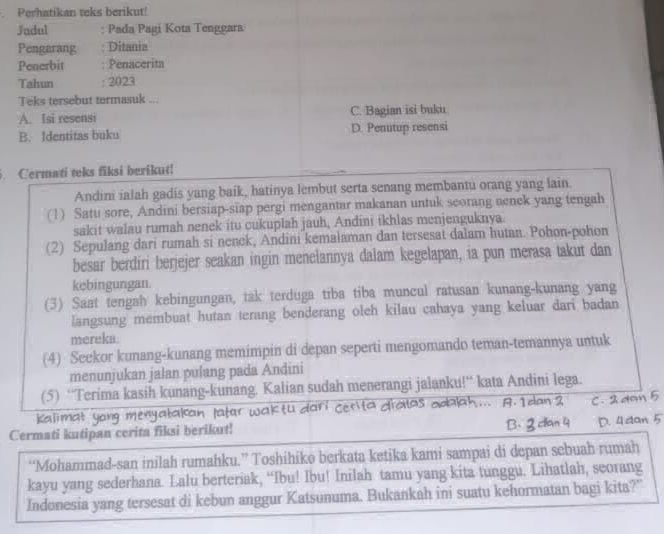 Perhatikan teks berikut! Judul: Pada Pagi | StudyX