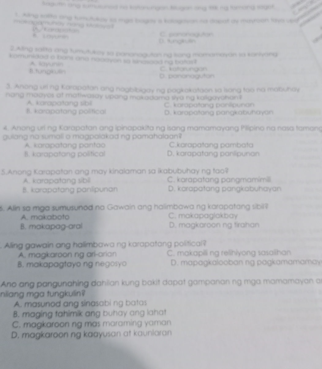 1. Aling salita ang tumutukoy sa mga bagay | StudyX