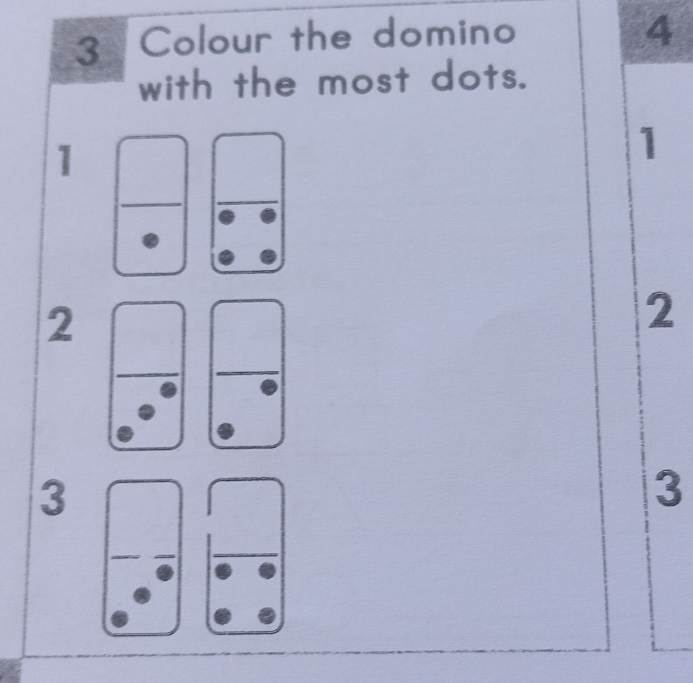 Colour the domino with the most dots. 1. | StudyX