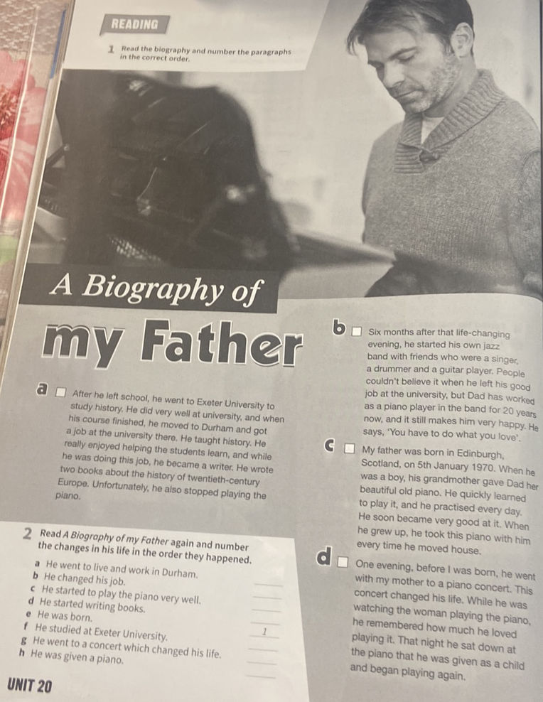 1 Read the biography and number the | StudyX