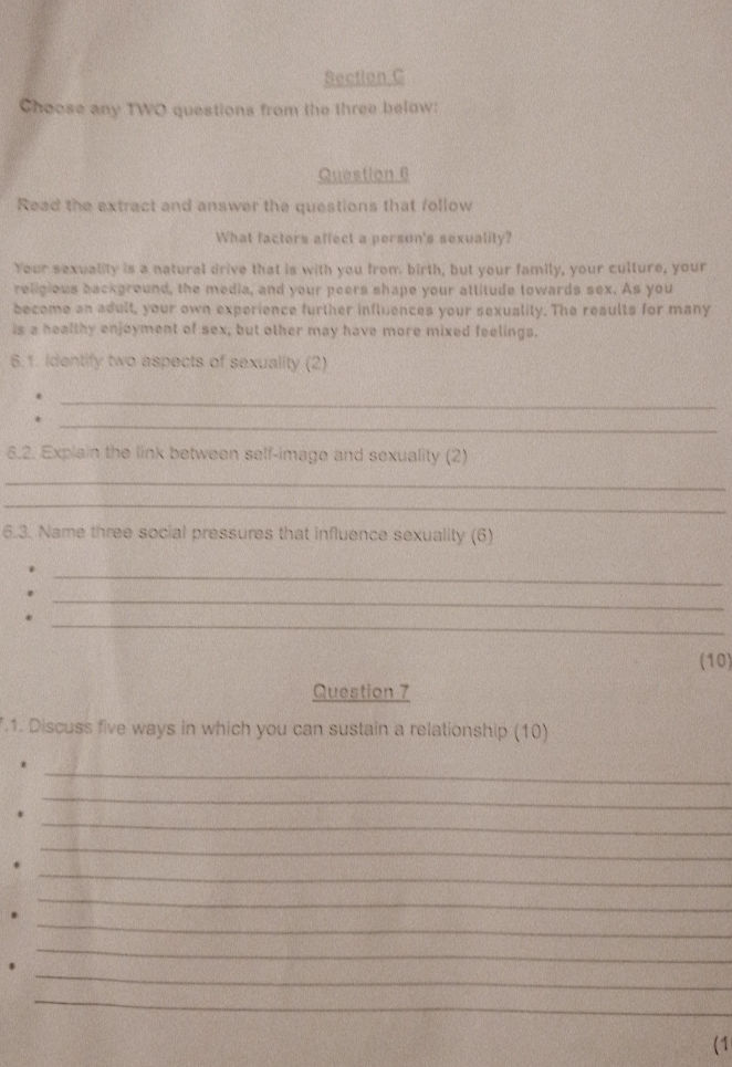 Section C Choose any TWO questions from the | StudyX