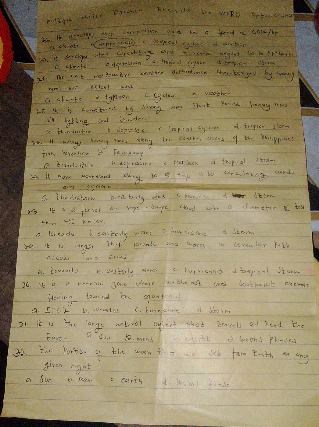 multiple choice Direction Encircle the WORD | StudyX