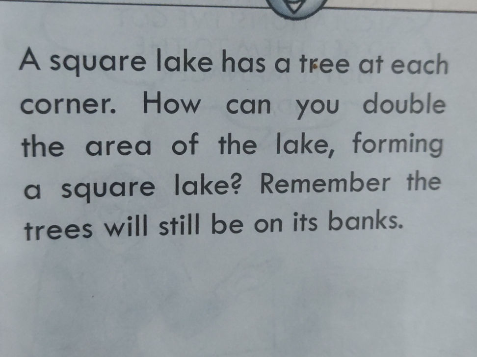 A square lake has a tree at each corner. How | StudyX
