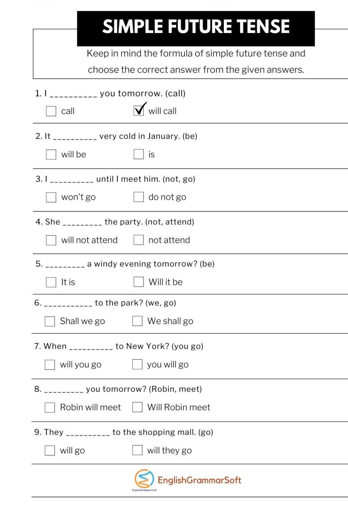 Keep in mind the formula of simple future | StudyX