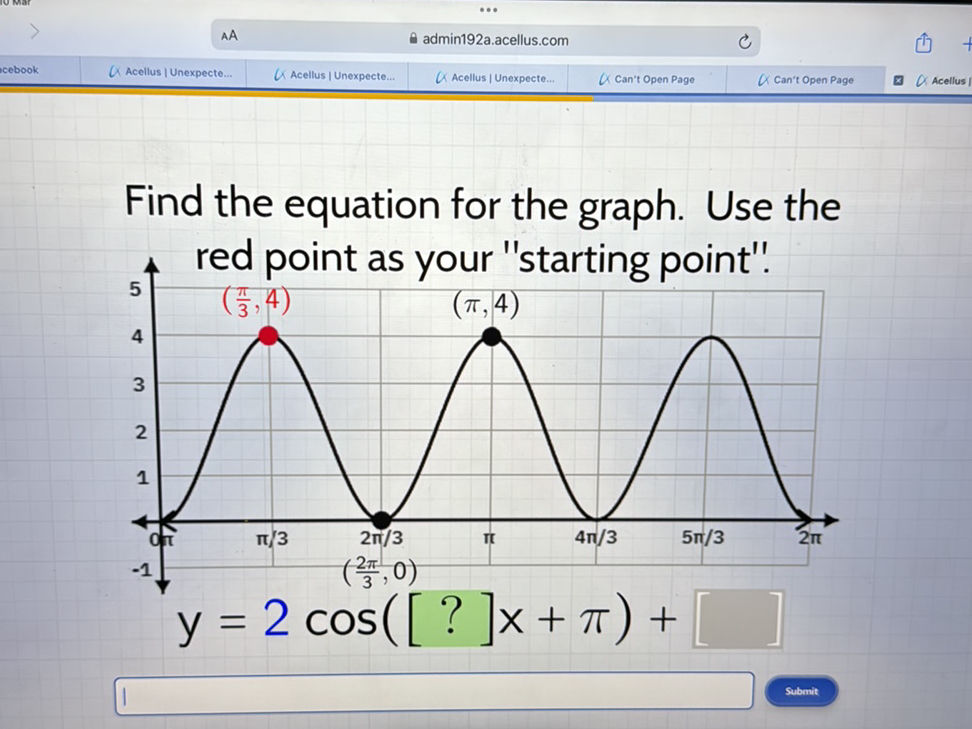 Find the equation for the graph. Use the red | StudyX