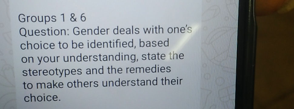 Groups 1 6 Question: Gender deals with | StudyX