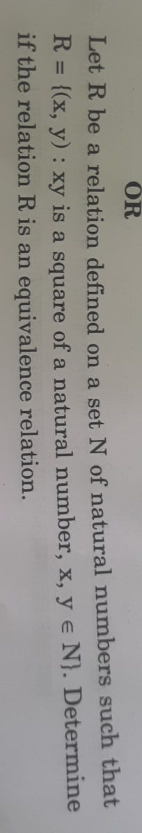 Let R be a relation defined on a set N of