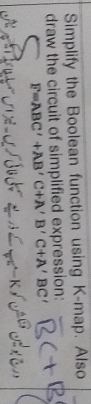 Simplify the Boolean function using K-map. | StudyX