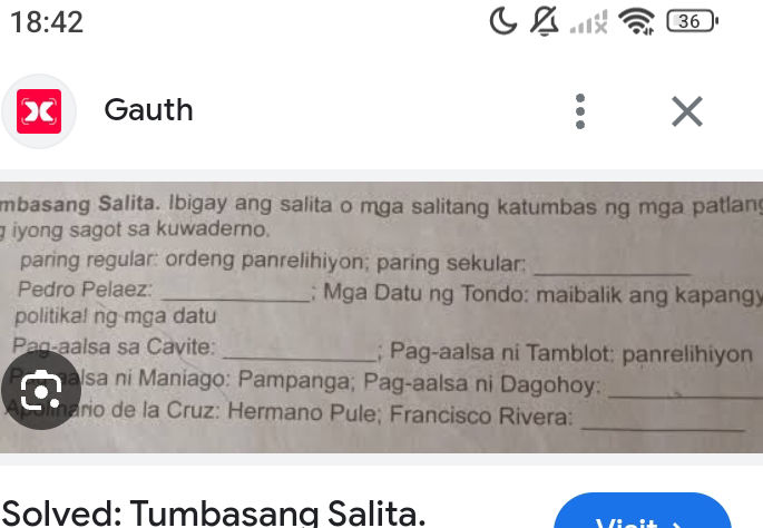 Tumbasang Salita. Ibigay ang salita o mga | StudyX