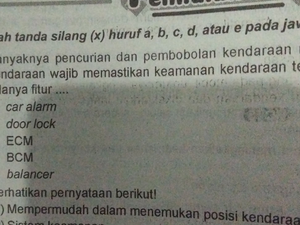 ah tanda silang (x) huruf a, b, c, d, atau e | StudyX