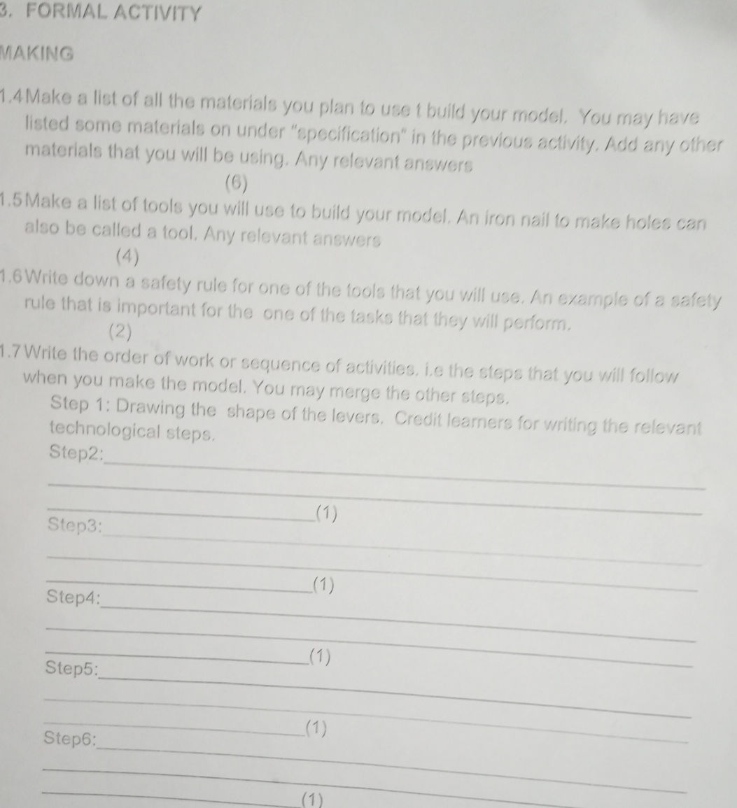 1.4 Make a list of all the materials you | StudyX