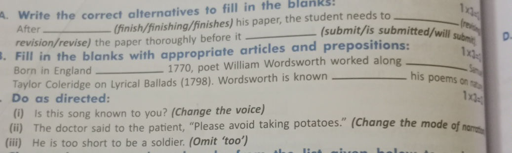 A. Write the correct alternatives to fill in | StudyX