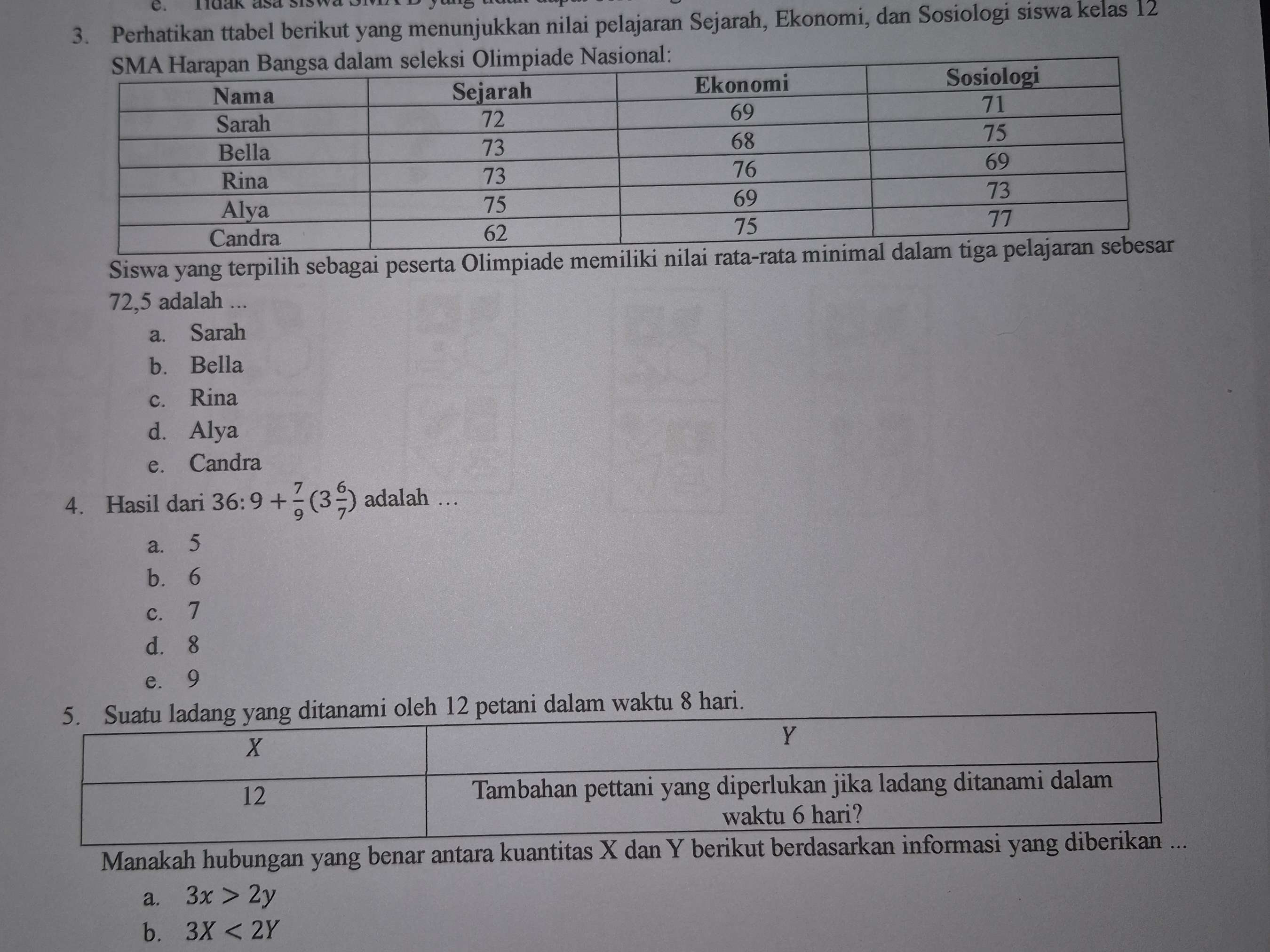3. Perhatikan tabel berikut yang menunjukkan | StudyX