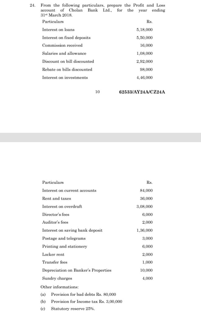 24. From the following particulars, prepare | StudyX