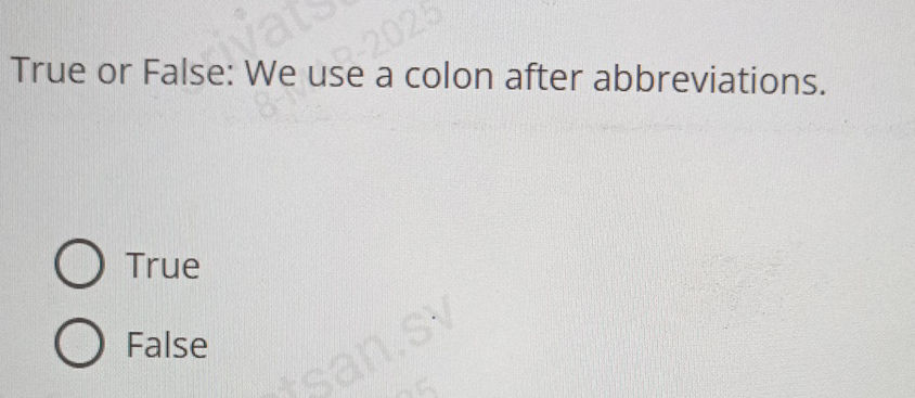 True or False: We use a colon after | StudyX