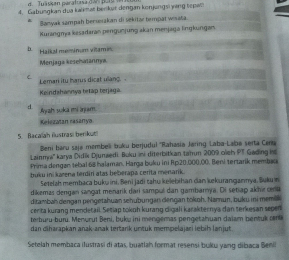 4. Gabungkan dua kalimat berikut dengan | StudyX