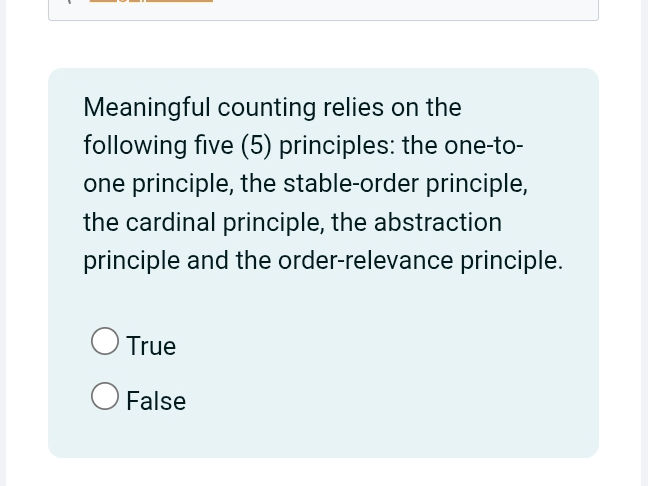 Meaningful counting relies on the following | StudyX