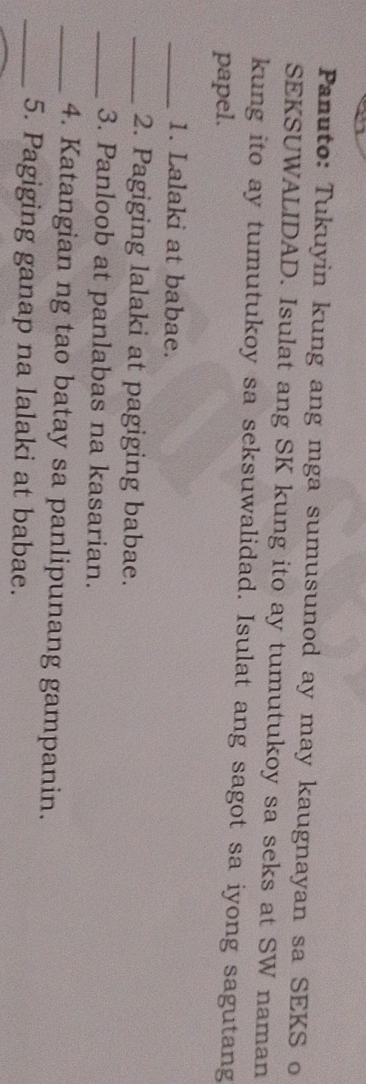 Panuto: Tukuyin kung ang mga sumusunod ay | StudyX