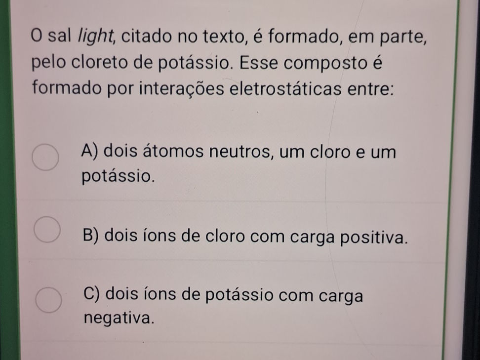 O sal light, citado no texto, é formado, em | StudyX