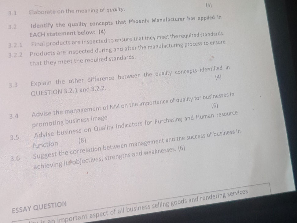 3.1 Elaborate on the meaning of quality. | StudyX