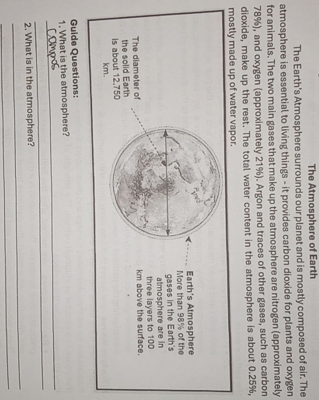 Guide Questions: 1. What is the atmosphere? | StudyX