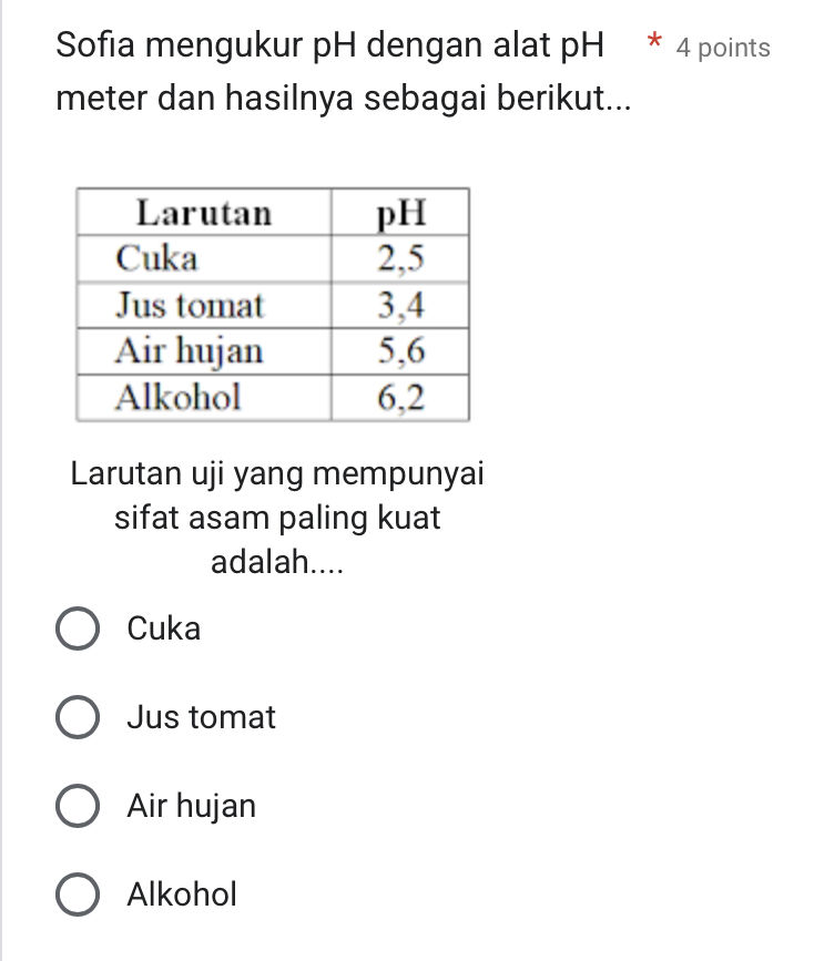 Sofia mengukur pH dengan alat pH meter dan | StudyX