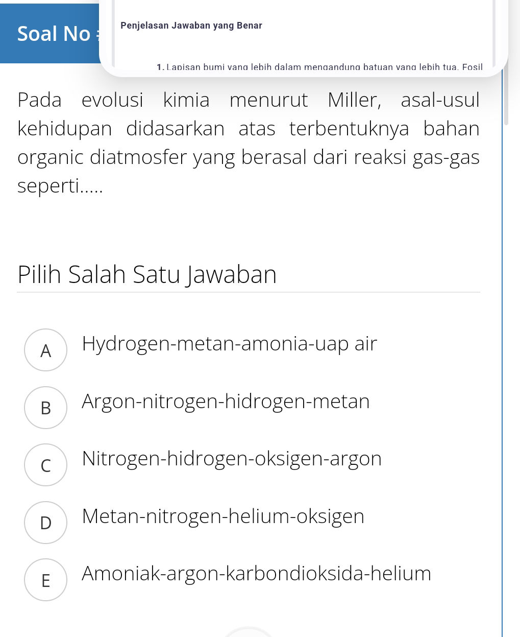 Pada evolusi kimia menurut Miller, asal-usul | StudyX