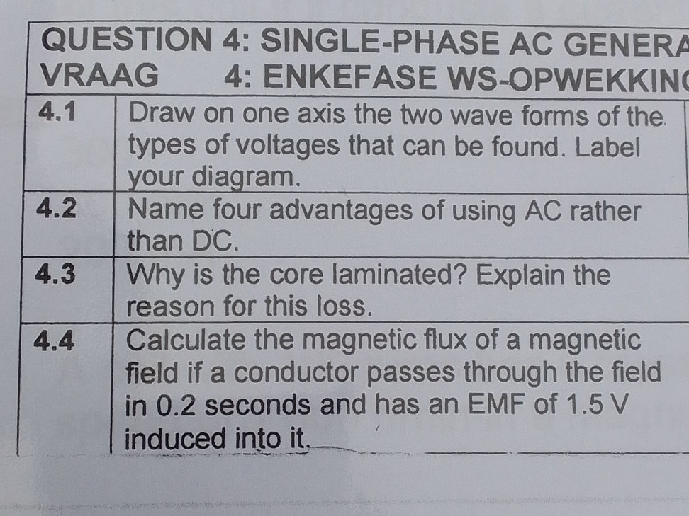 4.1 Draw on one axis the two wave forms of | StudyX