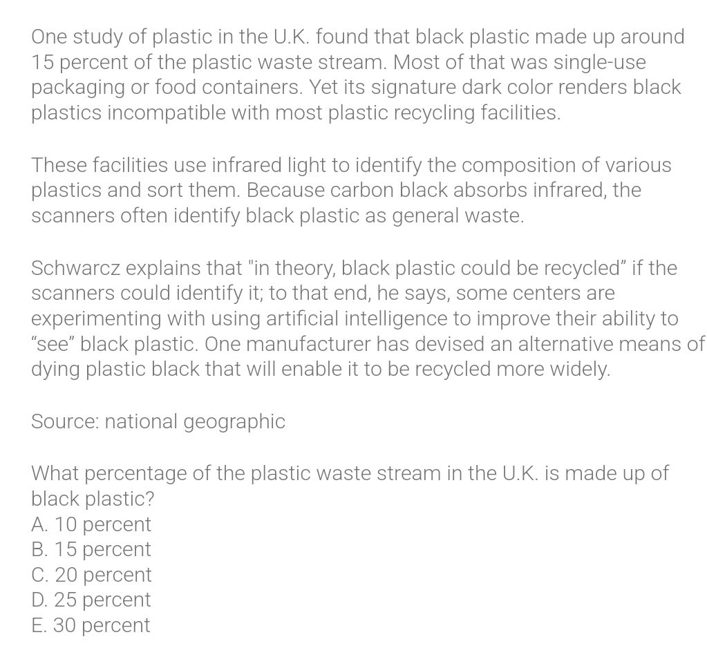 What percentage of the plastic waste stream | StudyX