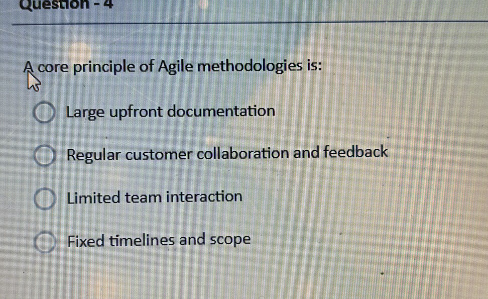 A core principle of Agile methodologies is: | StudyX