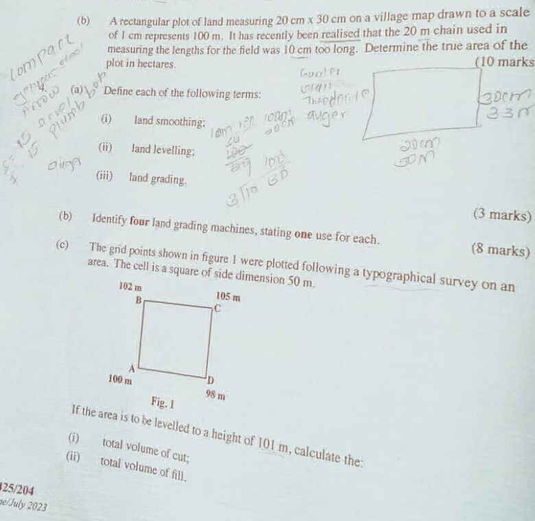 (b) A rectangular plot of land measuring 20 | StudyX