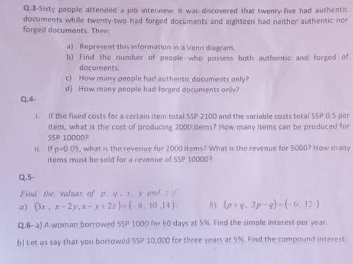 Q.3- Sixty people attended a job interview. | StudyX