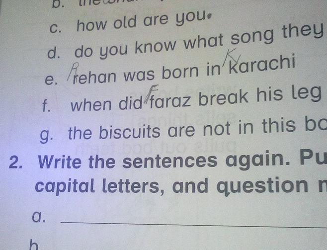 2. Write the sentences again. Put capital | StudyX