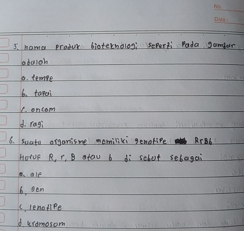 5. nama produk bioteknologi seperti Pada | StudyX