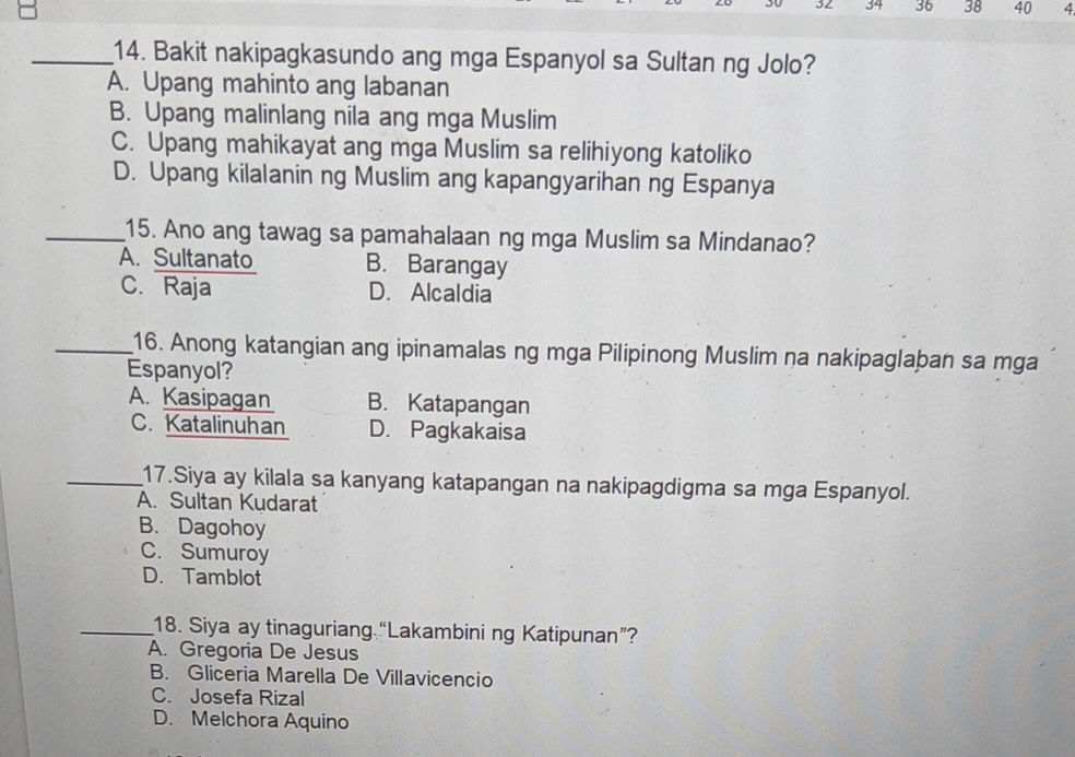14. Bakit nakipagkasundo ang mga Espanyol sa | StudyX