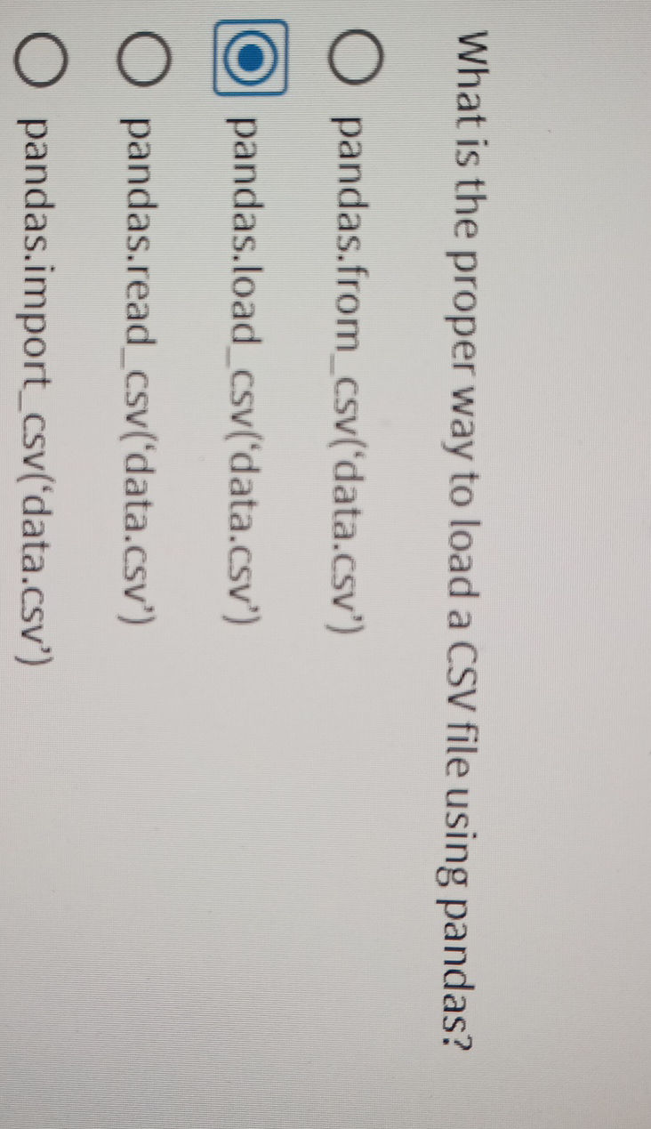 What is the proper way to load a CSV file | StudyX