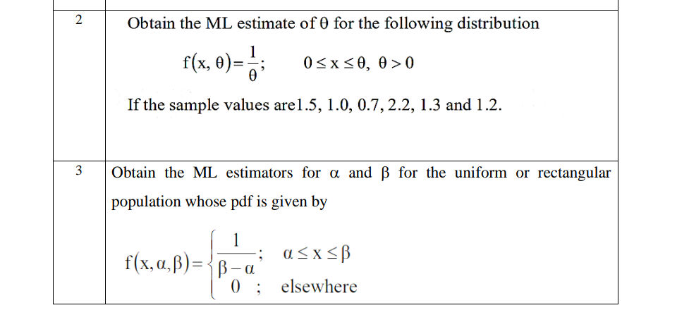 Obtain the ML estimate of \( \) for the | StudyX