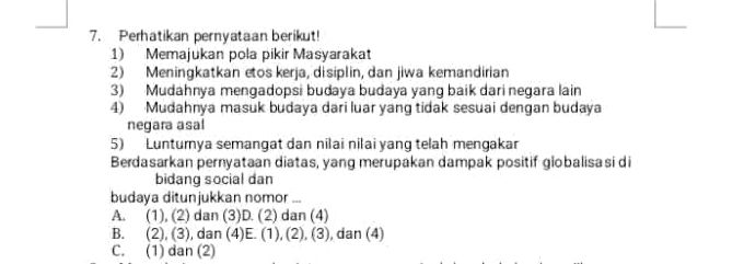 7. Perhatikan pernyataan berikut! 1) | StudyX