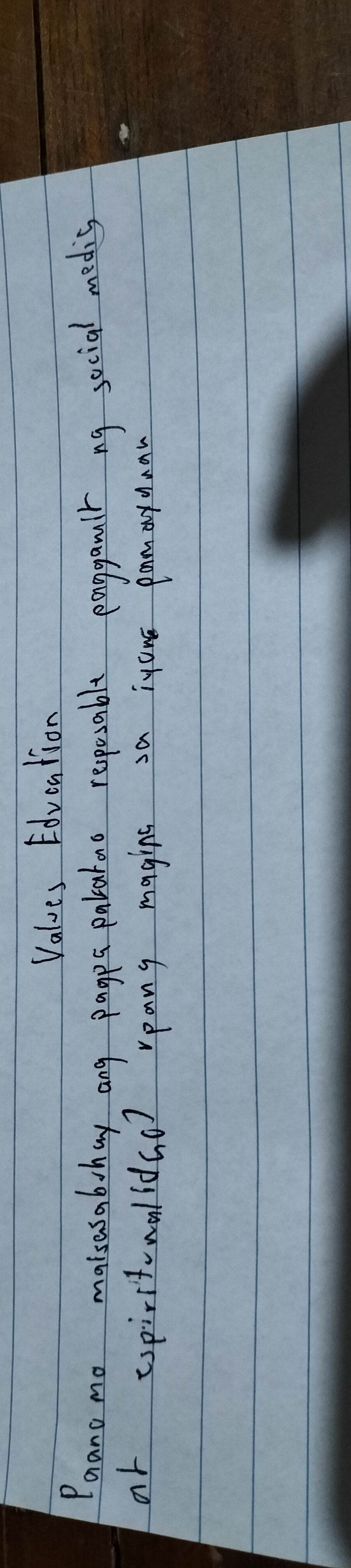 Values Education Paano mo maisasabuhay ang | StudyX