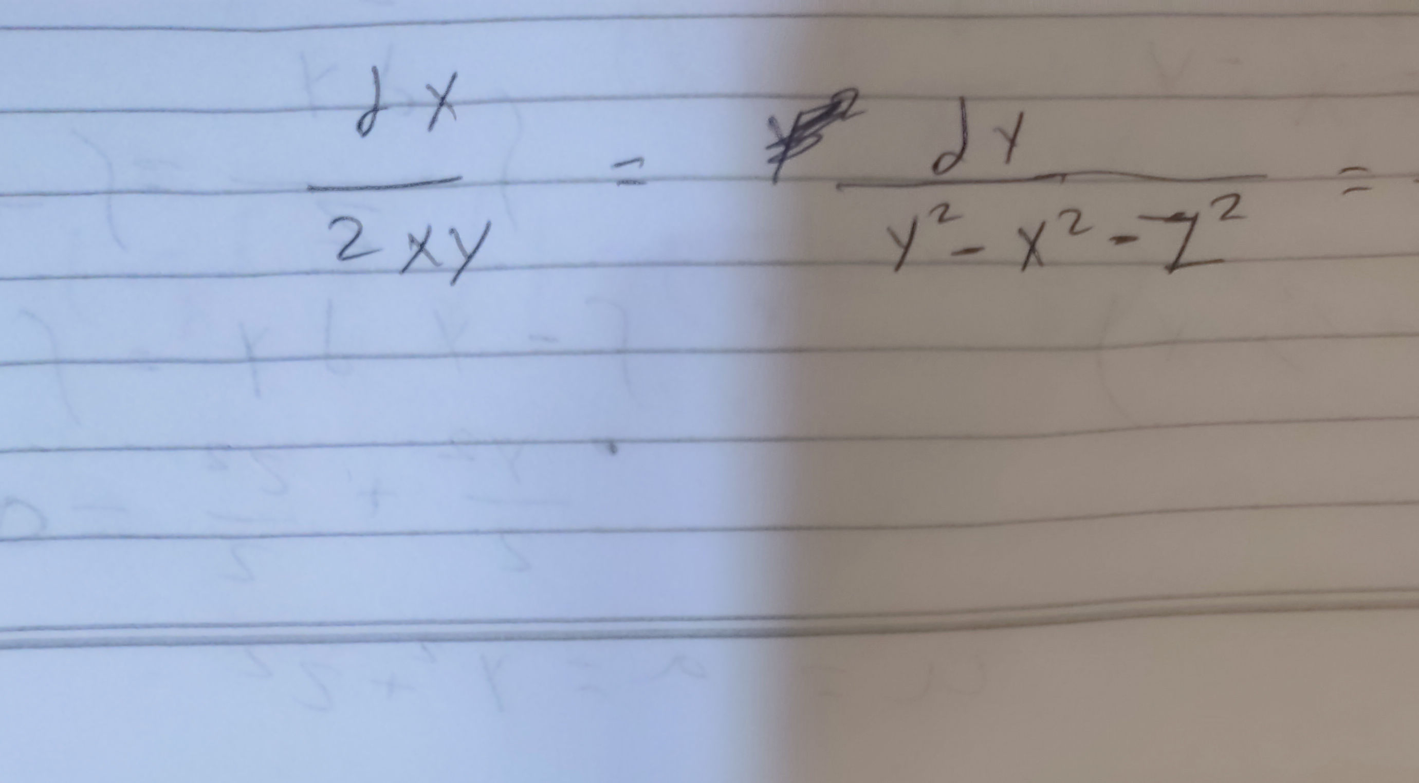 Solve Differential Equation dx/2xy = dy/(y^2 | StudyX