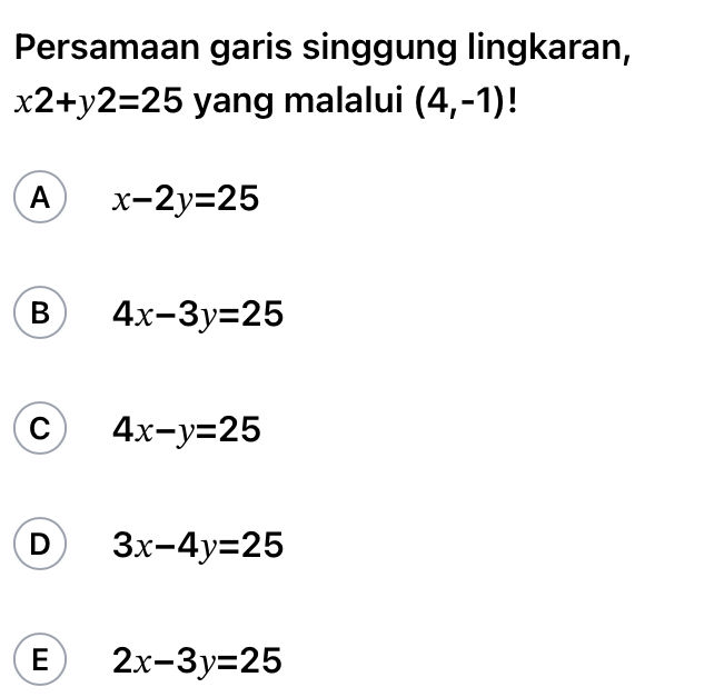 Persamaan garis singgung lingkaran, $x^2 + | StudyX