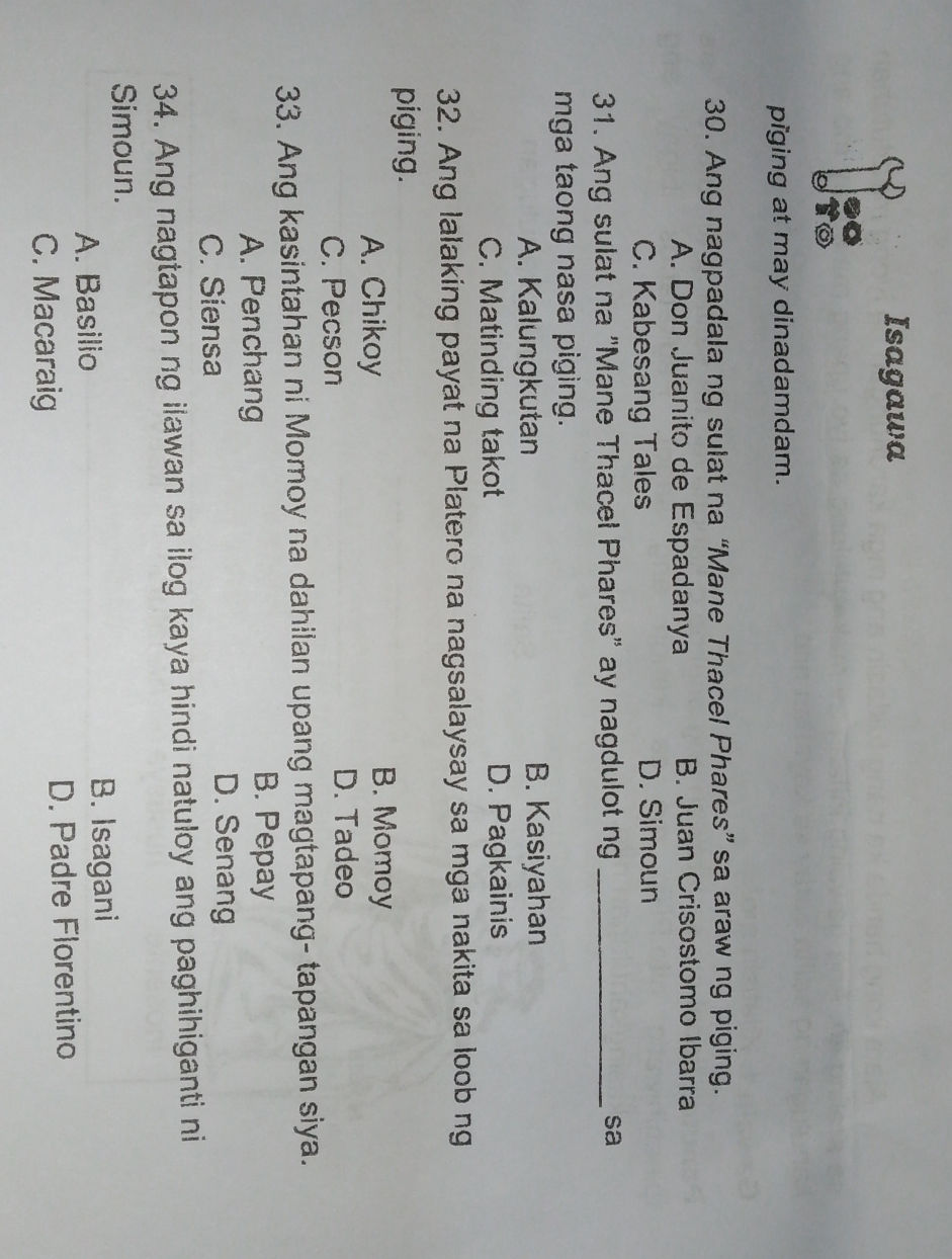 30. Ang nagpadala ng sulat na "Mane Thacel | StudyX