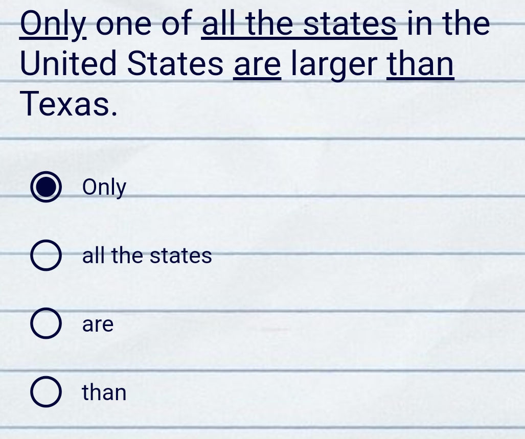 Only one of all the states in the United