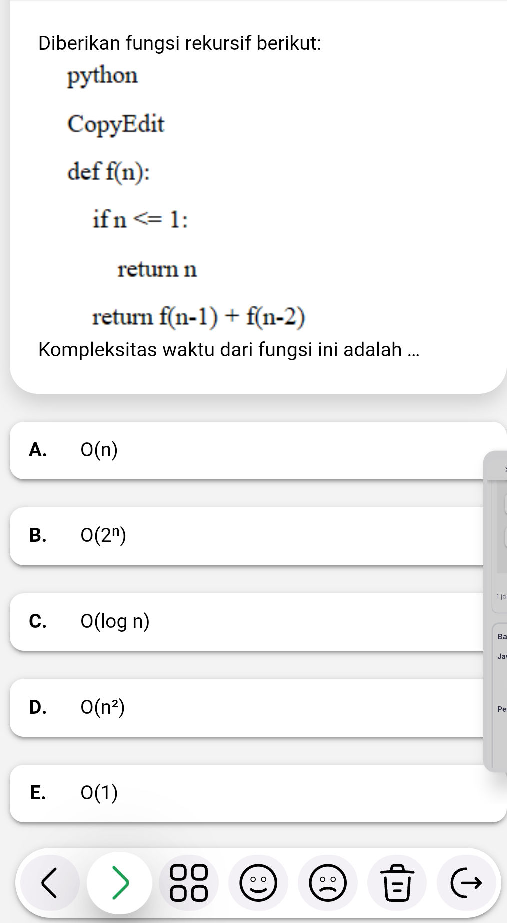 Diberikan fungsi rekursif berikut: ```python | StudyX