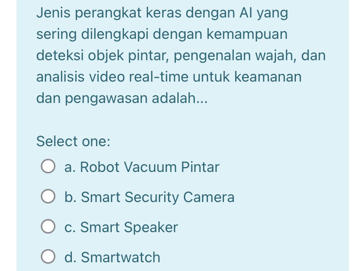 Jenis perangkat keras dengan AI yang sering | StudyX