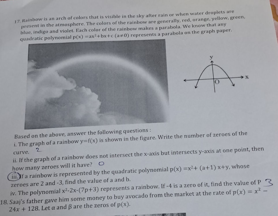 i. The graph of a rainbow y=f(x) is shown in | StudyX