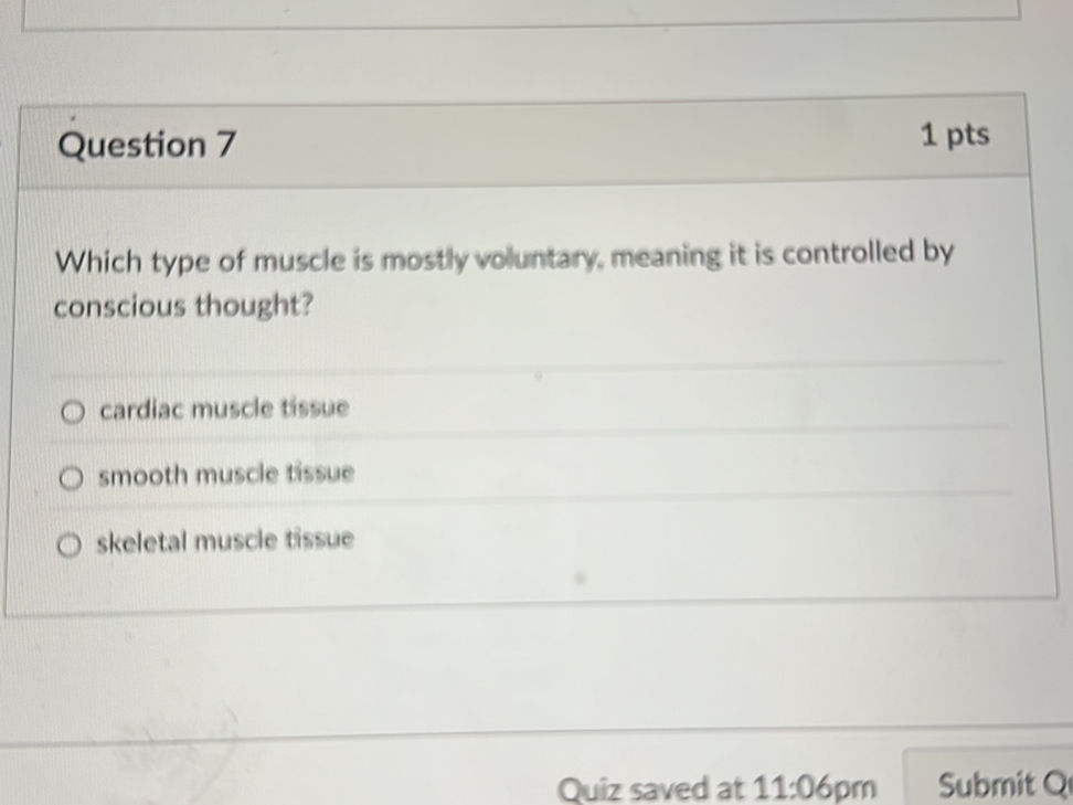Which type of muscle is mostly voluntary, | StudyX
