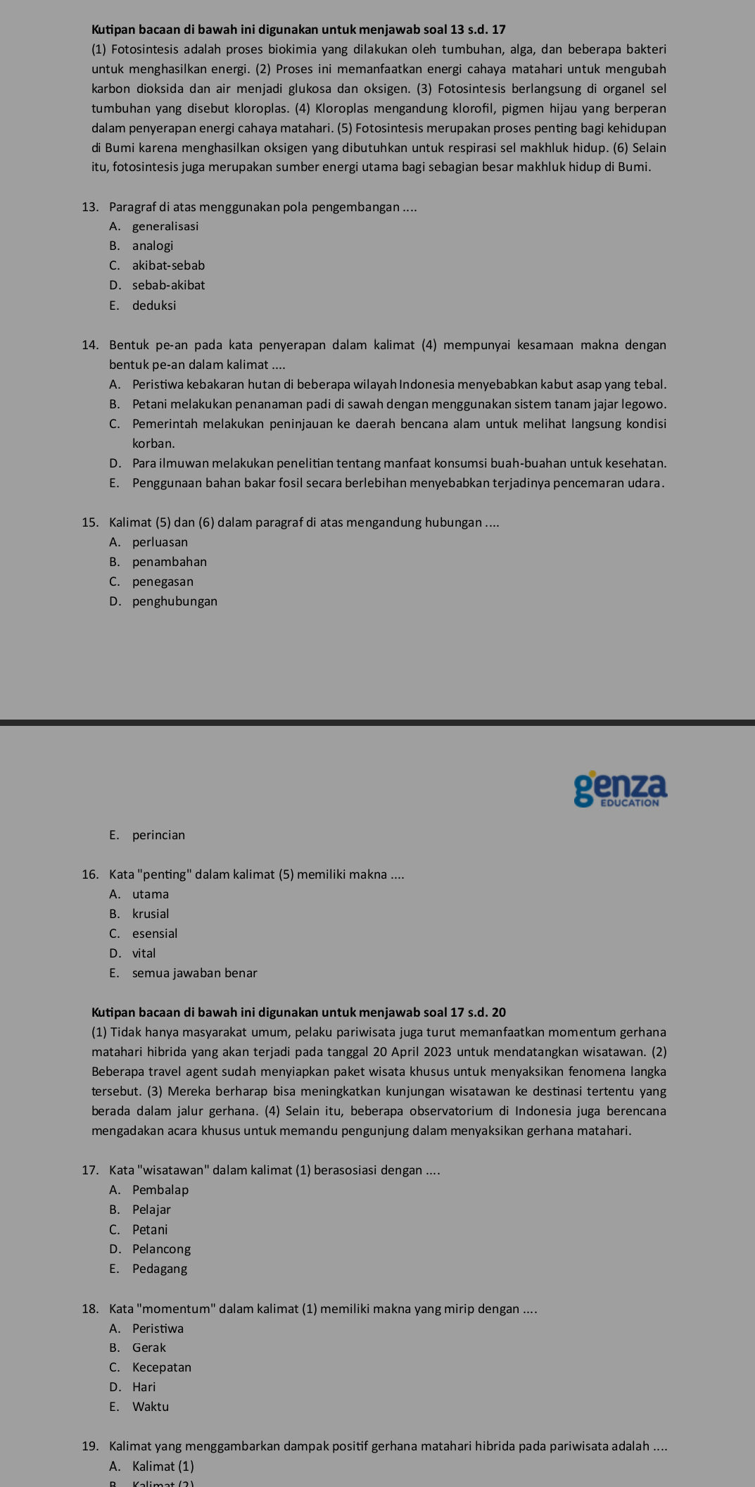 13. Paragraf di atas menggunakan pola | StudyX
